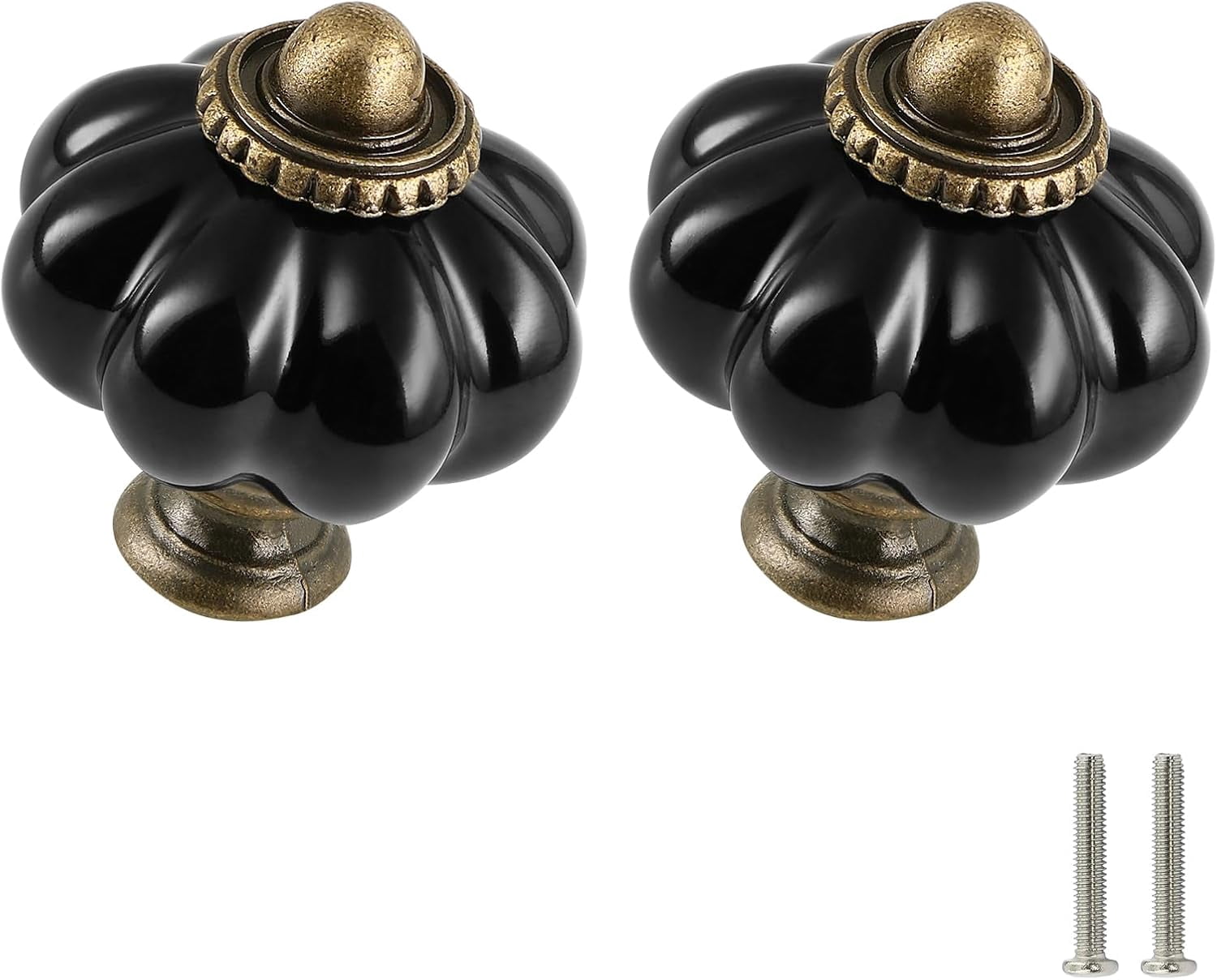 HYKE Black Pumpkin Knobs 12 Pack Ceramic Cabinet Knobs Vintage Drawer ...