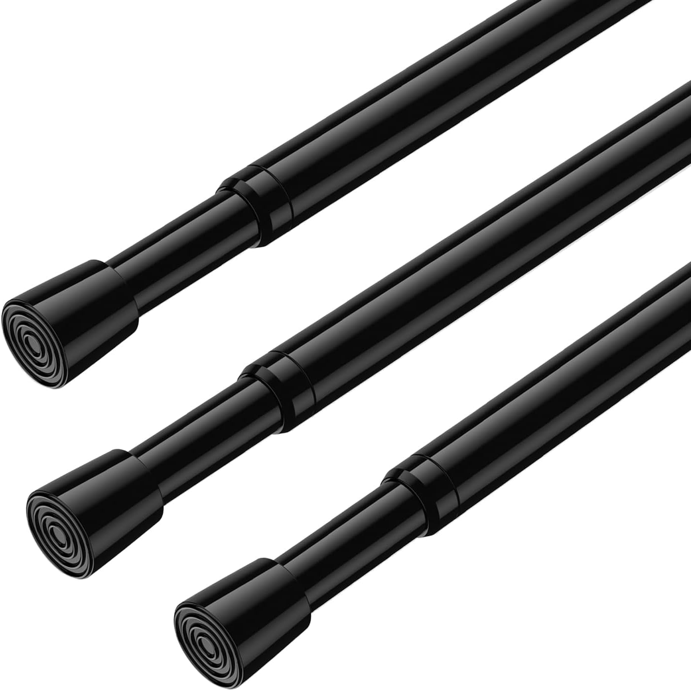 HYKE Black Spring Tension Rods Adjustable 26 to 39 Tension Curtain Rod ...