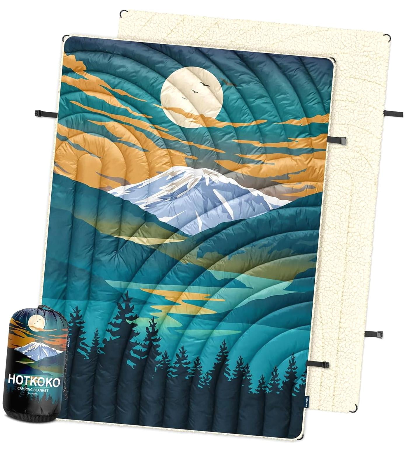 HYKE Blanket, Thick Camping Blankets with Inner Layer Plush Fleece ...
