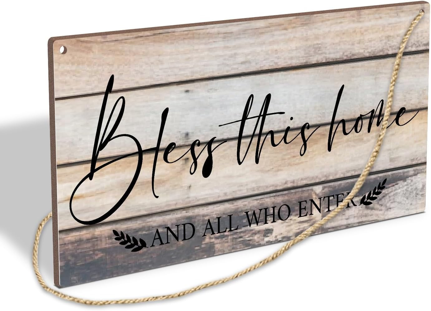 HYKE Bless This Home And All Who Enter Wooden Hanging Sign Plaque, Wall ...