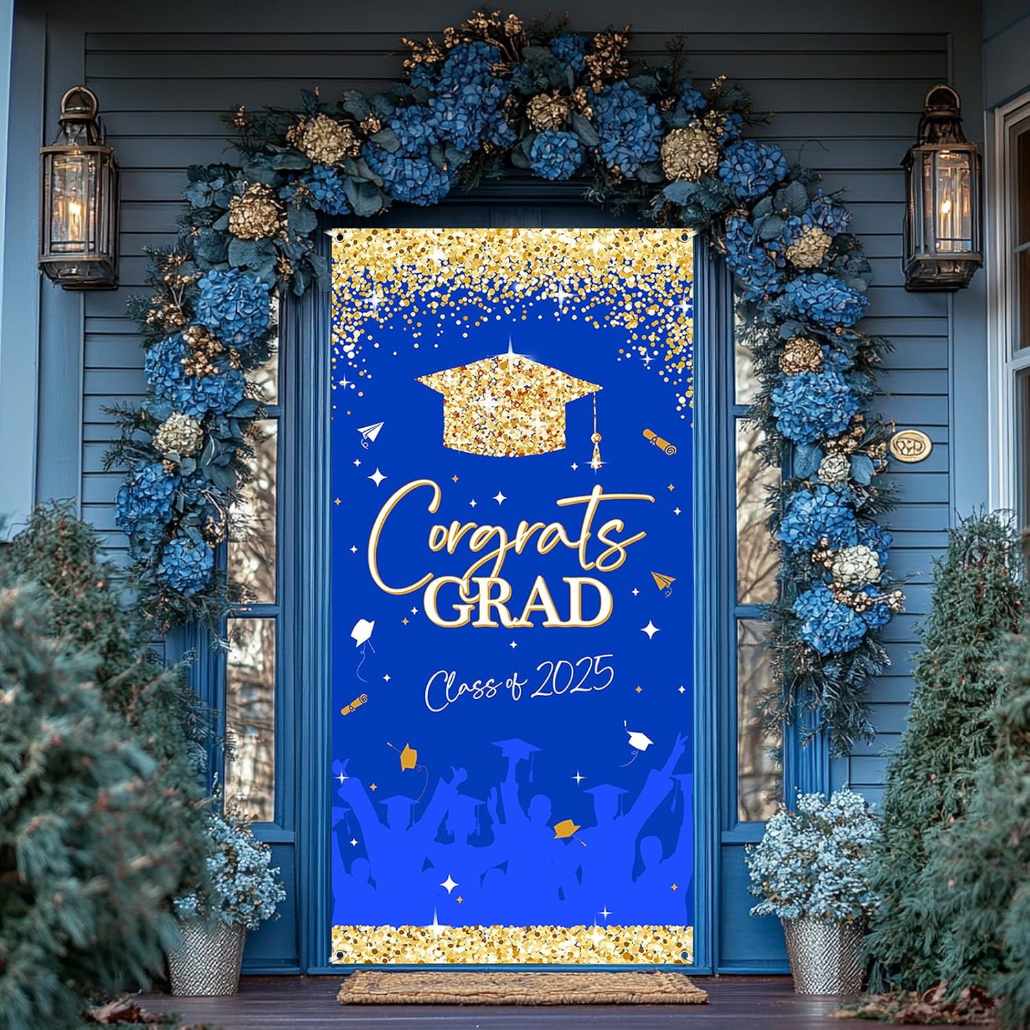 HYKE Blue & Gold Graduation 2025 Door Banner, 2pcs - Congratulatory ...