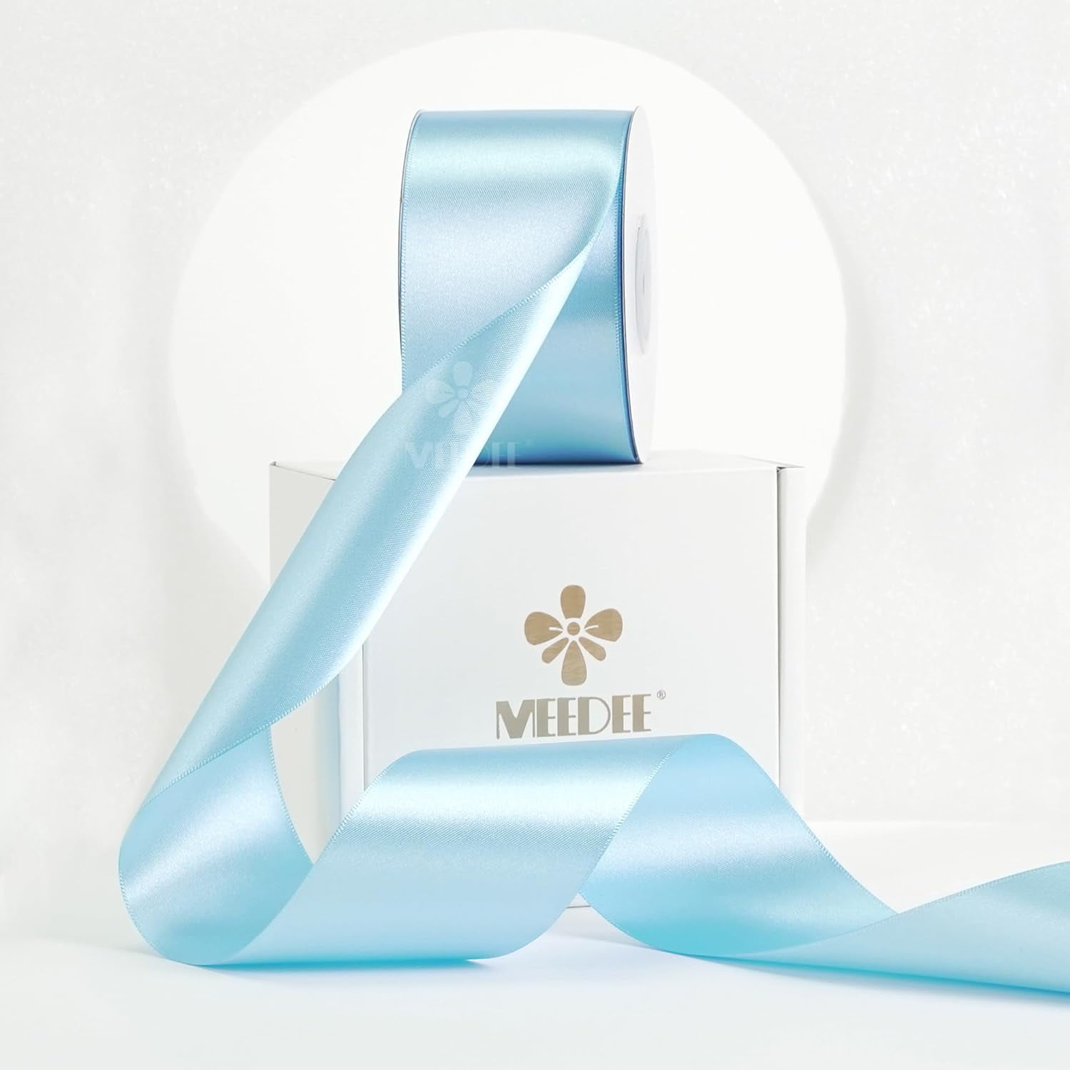 HYKE Blue Satin Ribbon 2 Inch Lux Satin Double Faced Ribbon by 25 Yards ...