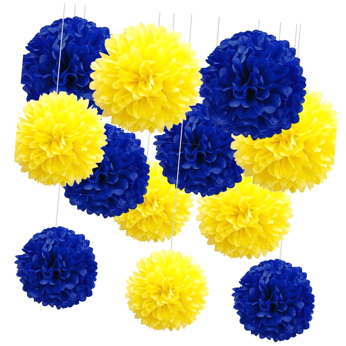 HYKE Blue and Yellow Paper Pom Poms, Blue Yellow Tissue Pom Poms ...