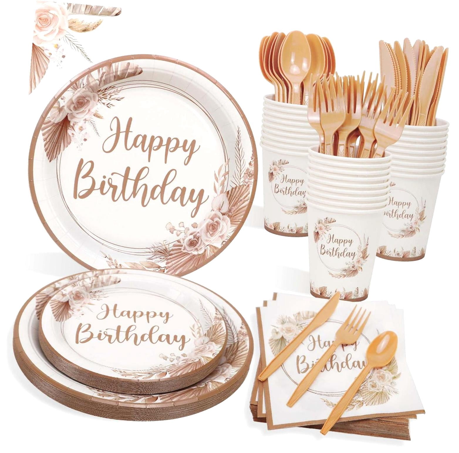 HYKE Bohemian Themed Birthday Party Plates Collection for 25 People ...