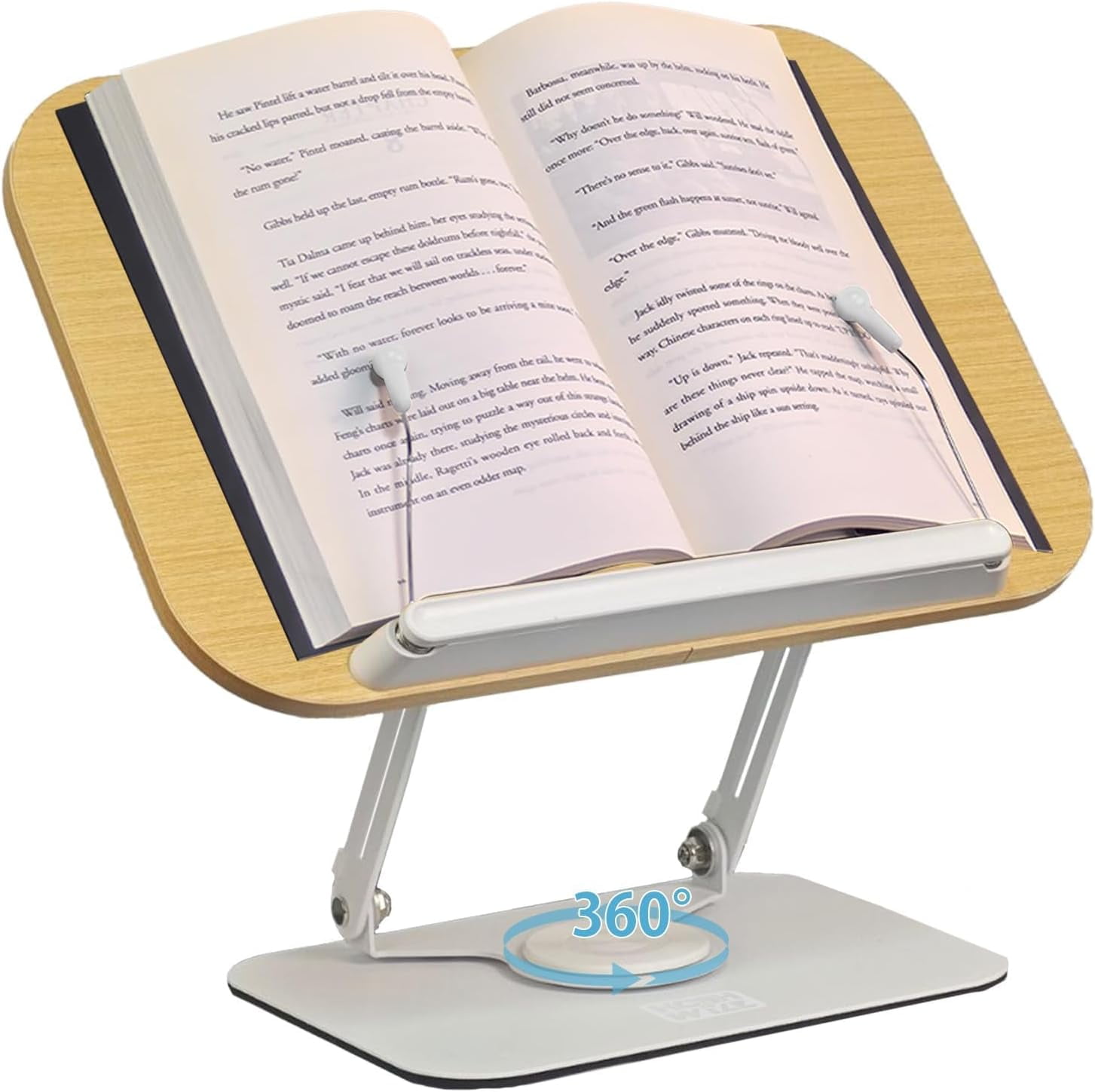 HYKE Book Stand for Reading, Adjustable Book Holder with 360° Swivel ...