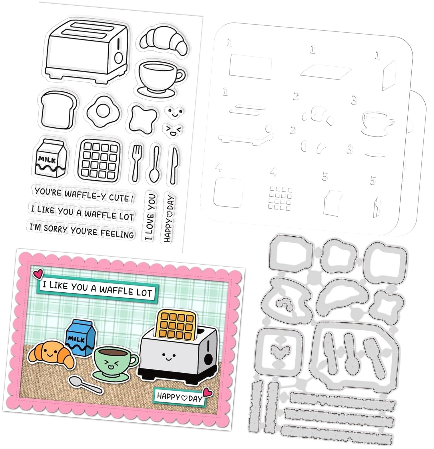 HYKE Breakfast Theme Layering Stencil for Card Making, Bread Milk Folk ...