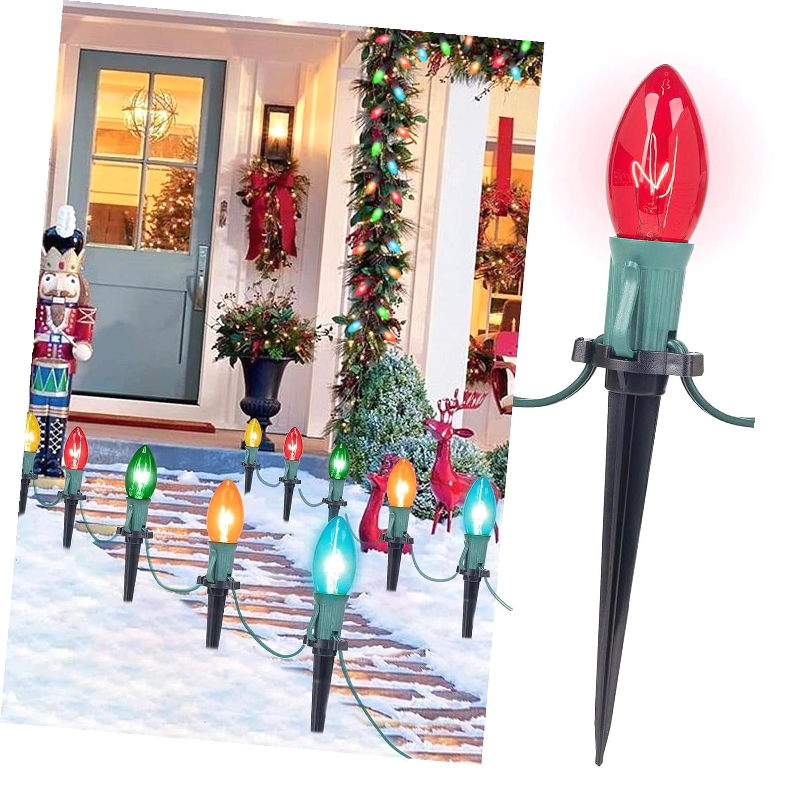 HYKE C9 Christmas String Lights, 25.7 Feet 20 Bulbs Pathway Lights ...