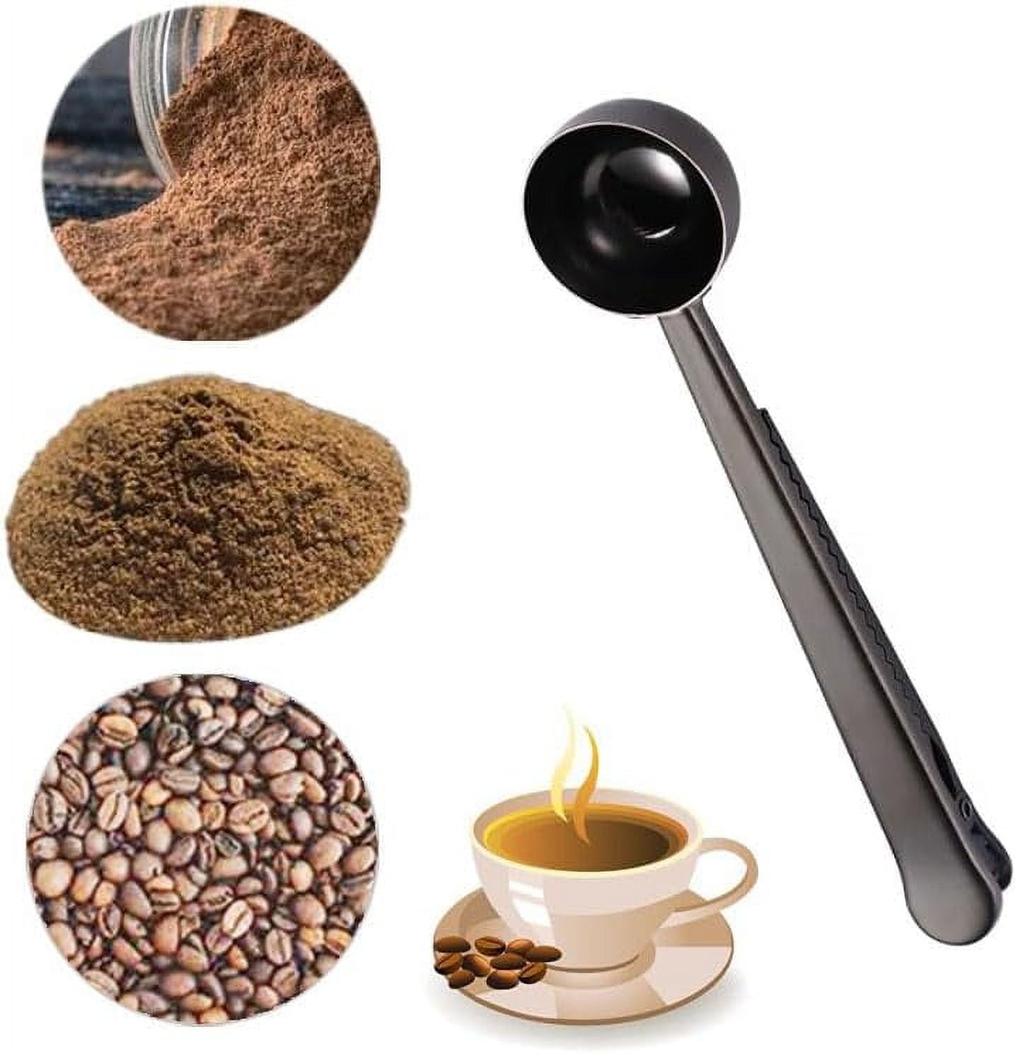 HYKE CFFEE Spoon with Bag Clip Stainless Steel Black Multi Function ...