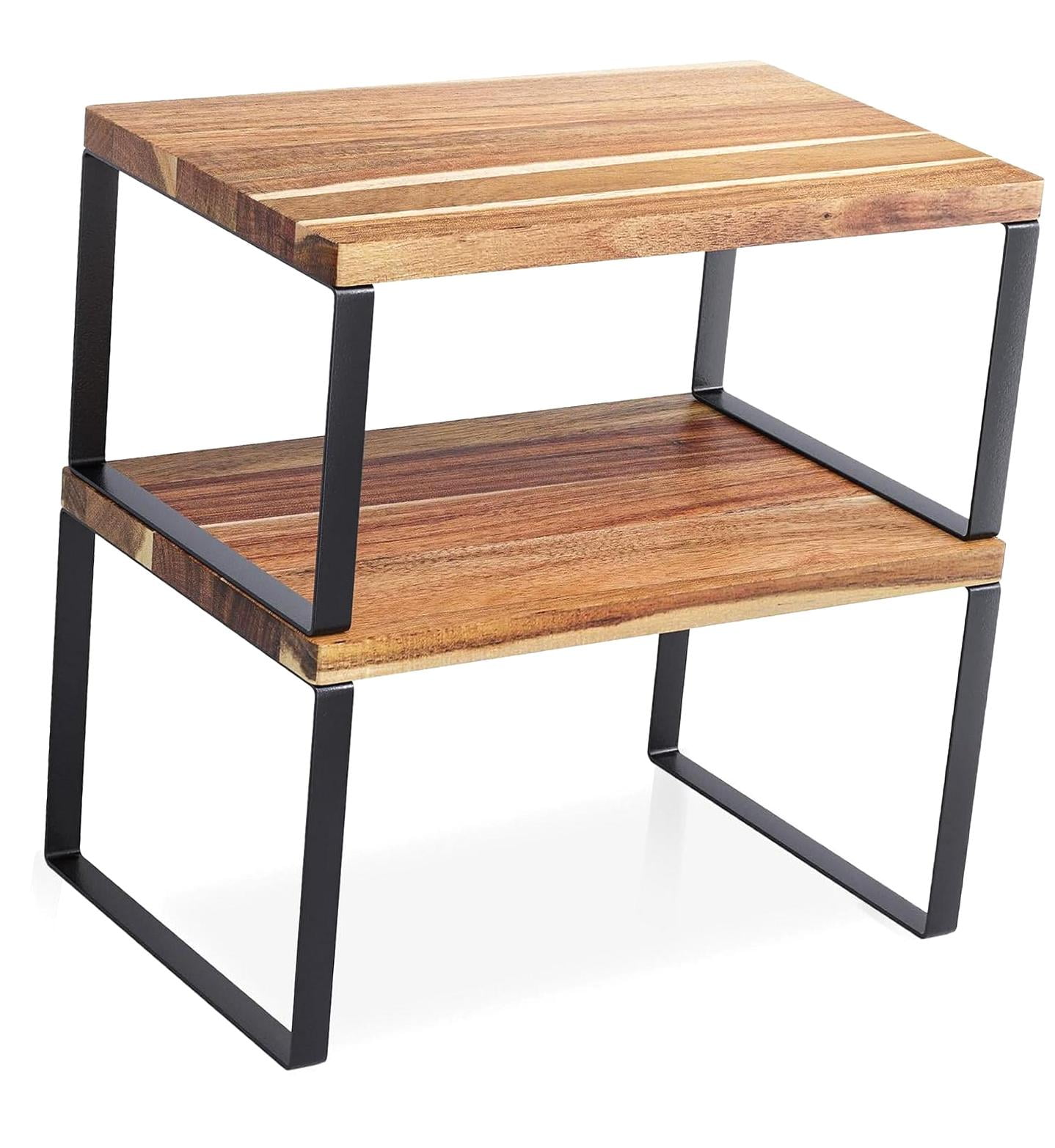 HYKE Cabinet Organizer Shelf Set of 2, Kitchen Shelves,Acacia Wood ...