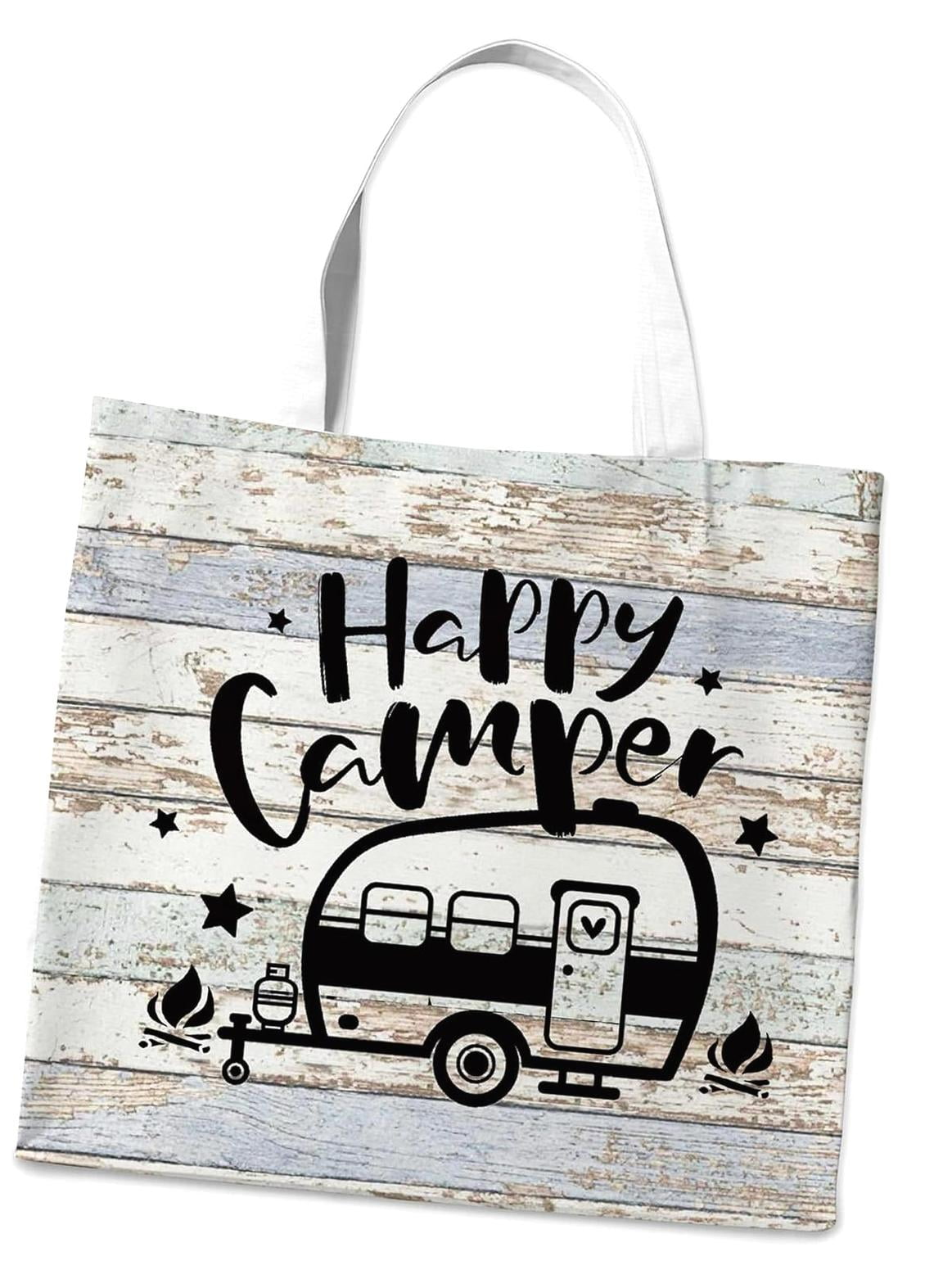 HYKE Camping Tote Bag for Women Men Camper, Happy Camper Decor Canvas ...