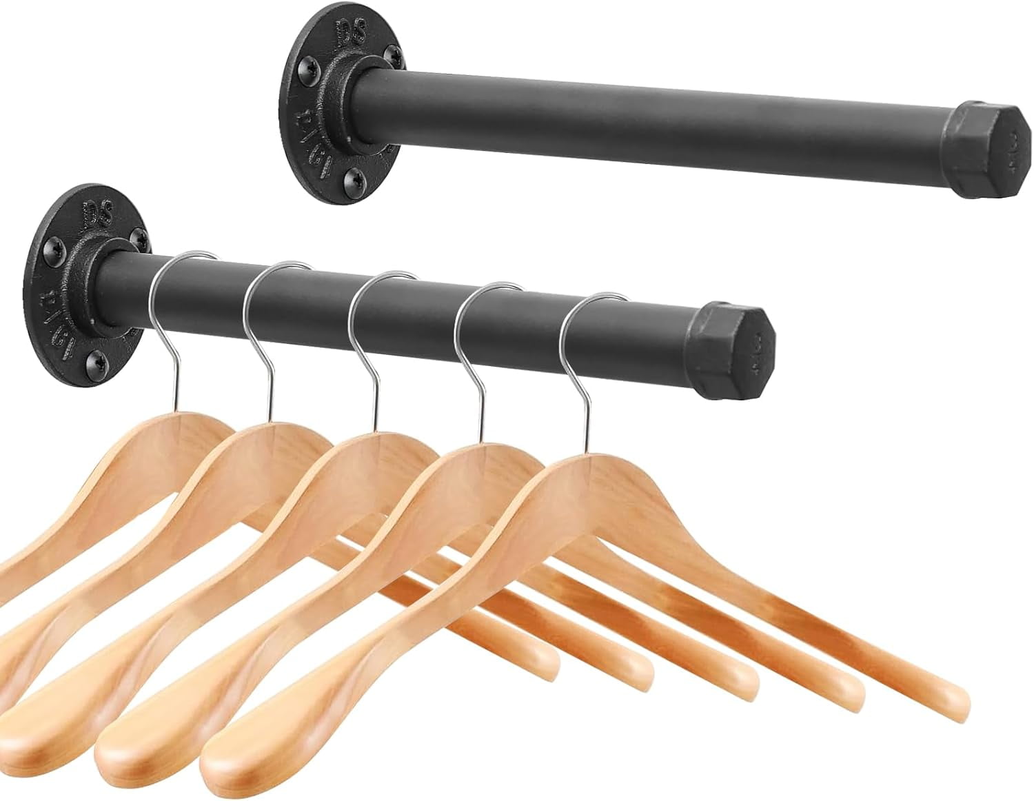 HYKE Cast Iron Wall Mounted Clothes Rack, Heavy Duty Industrial Pipe ...