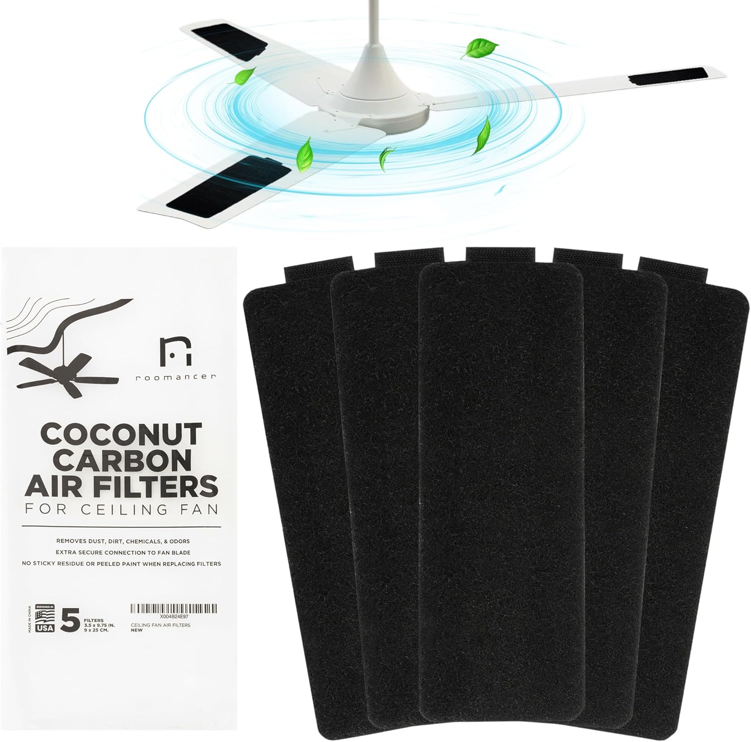 HYKE Ceiling Fan lters for s - Easy-Stick, Non-Damaging Coconut Carbon ...