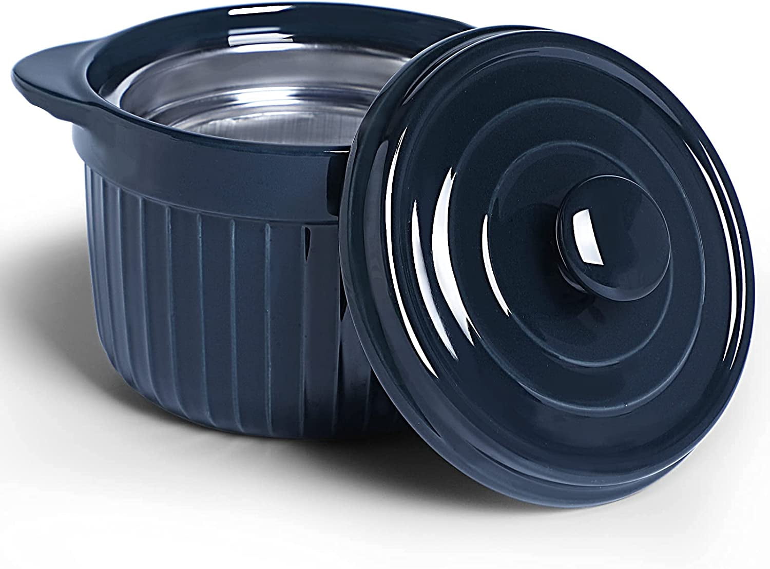 HYKE Ceramic Bacon Grease Container Keeper with Strainer, Frying Oil ...