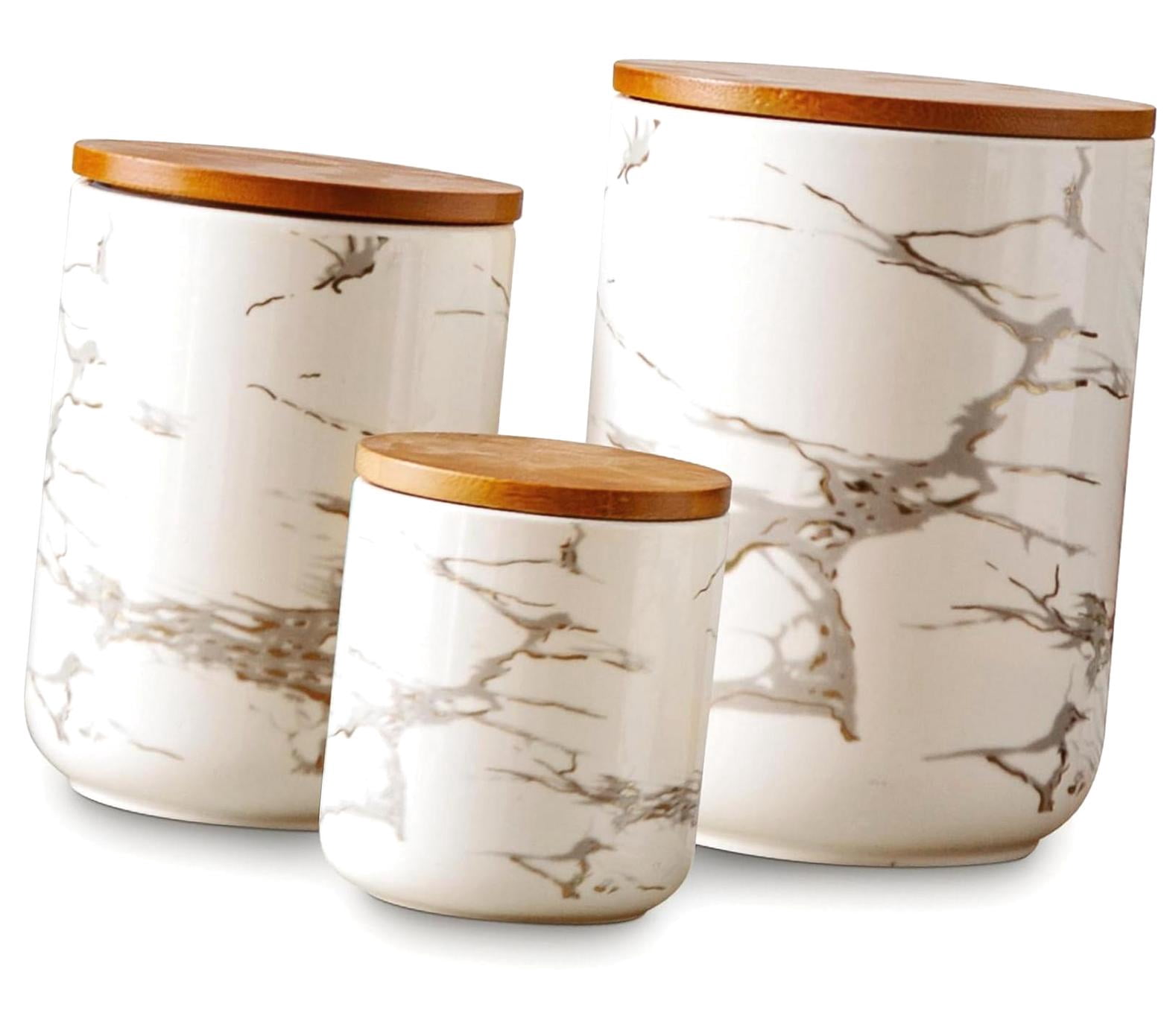 HYKE Ceramic Canister Set with Airtight Lids, 3-Piece Kitchen Storage ...