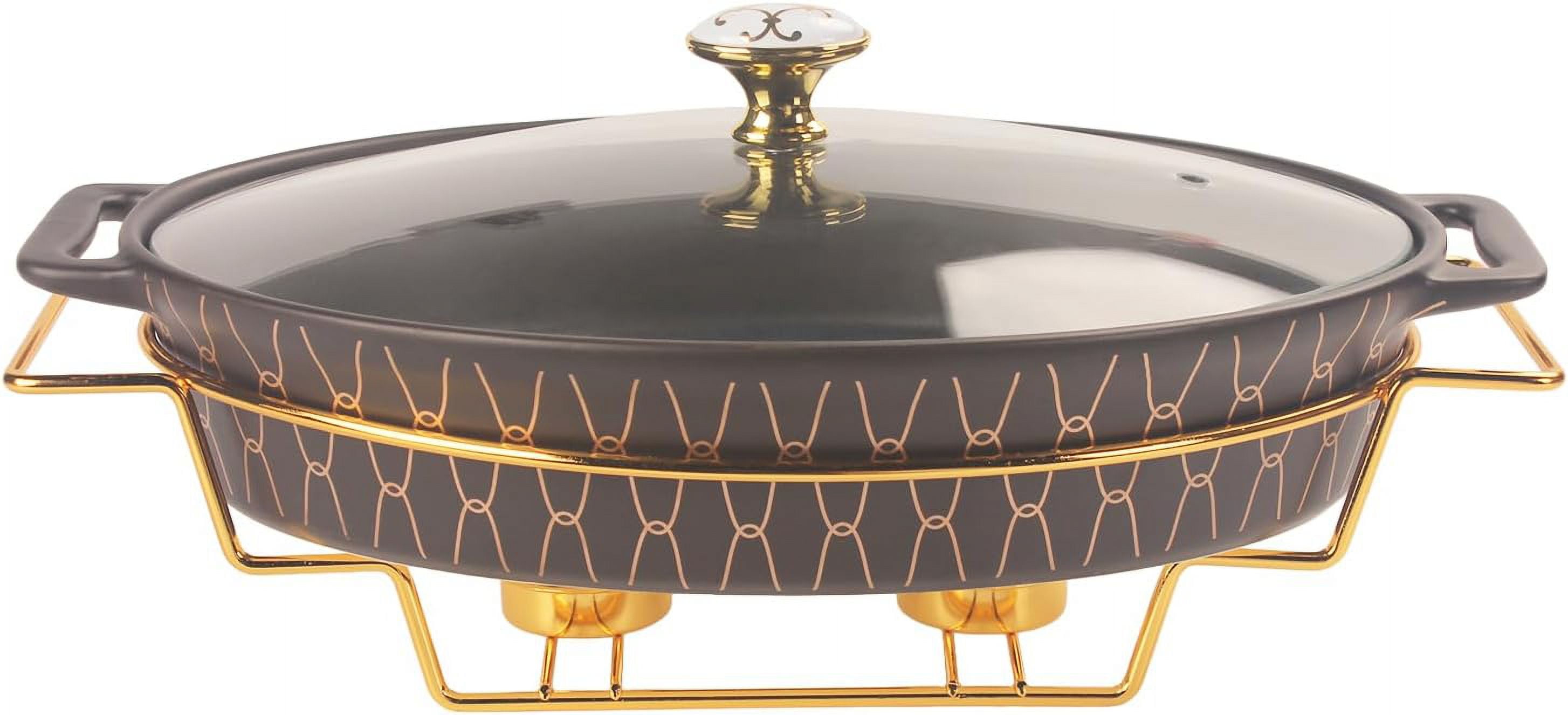 HYKE Ceramic Casserole Dish with Glass Lid and rack, 30 Ounce Serving ...