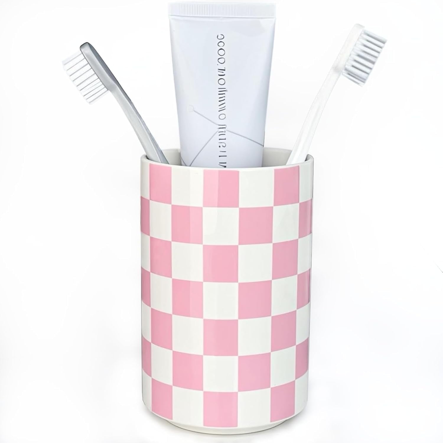 HYKE Ceramic Toothbrush Holder, Pink Toothbrush Holders for Bathrooms ...