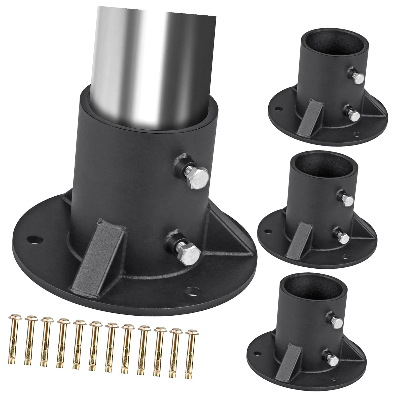 HYKE Chain Fence Post 2-inch Floor Flange Base, Round Fence Post Base ...
