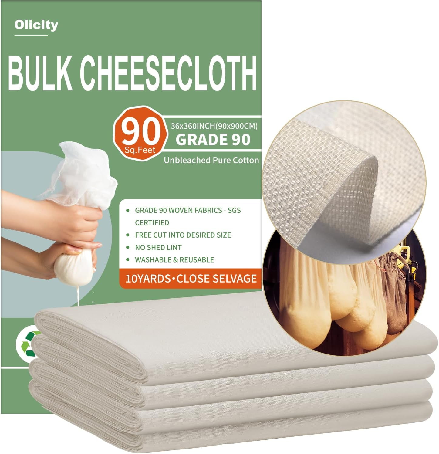HYKE Cheese Cloth Roll,Grade 90, 3x30Ft, 90 Sq Ft,Reusable Cheese Cloth ...