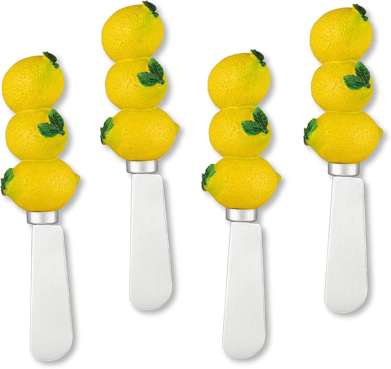 HYKE Cheese and Butter Spreader 4-Piece Hand Painted Resin Handle with ...