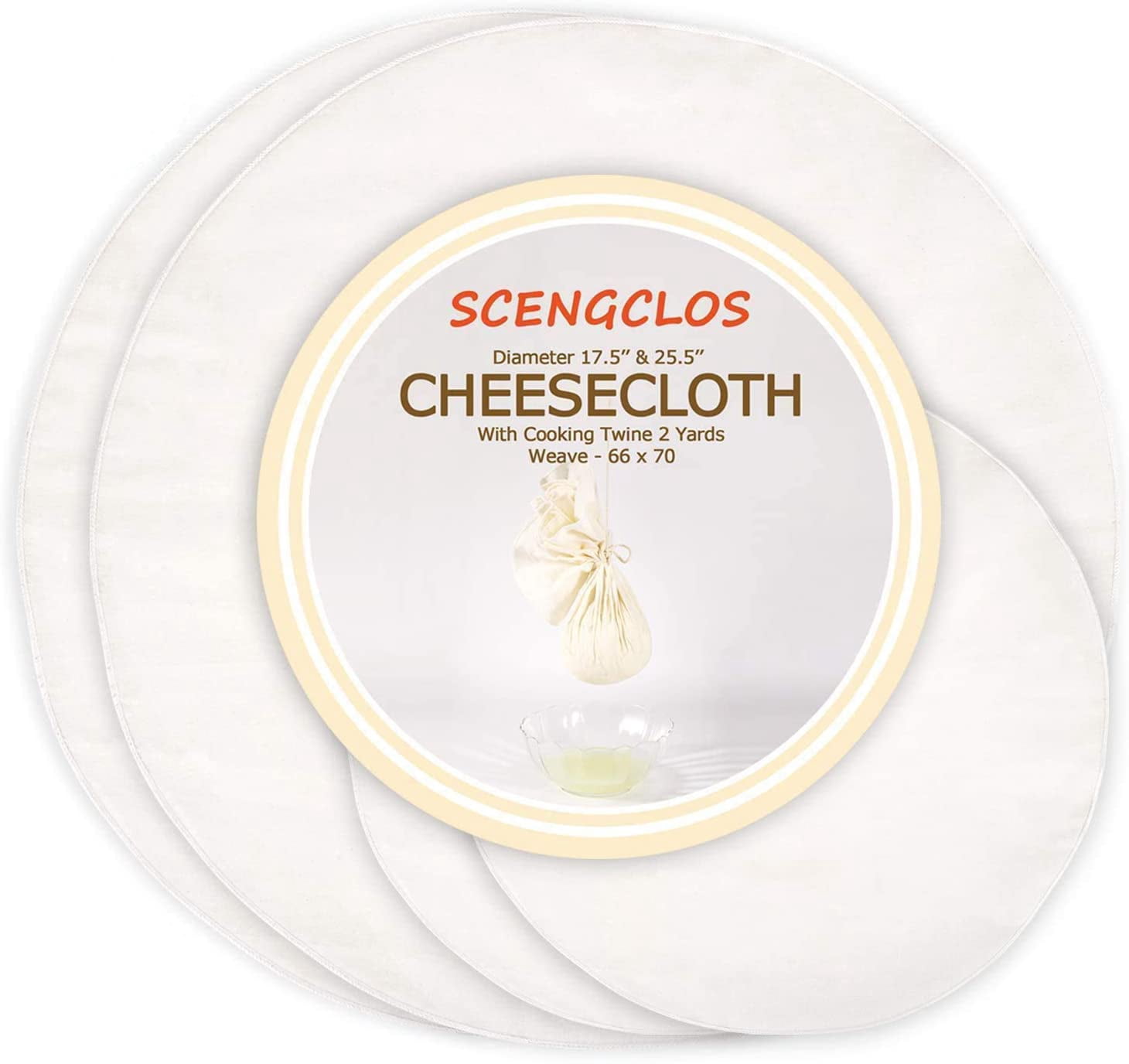 HYKE Cheesecloth, 4 Pack DIAM 17.5''&25.5'', Grade 90 Plus, 100% ...