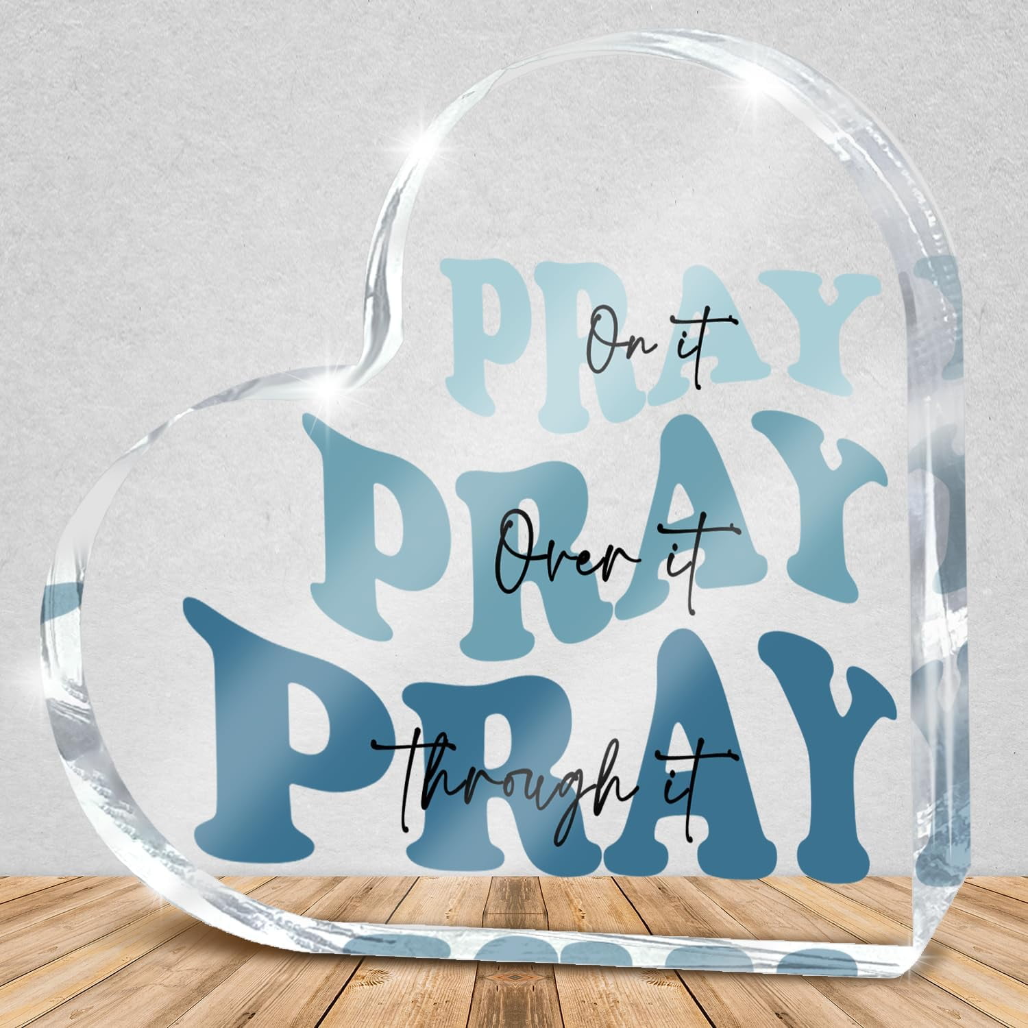 HYKE Christian Woman Decor Gifts, Prayer Room Decor, Pray On It Over It ...