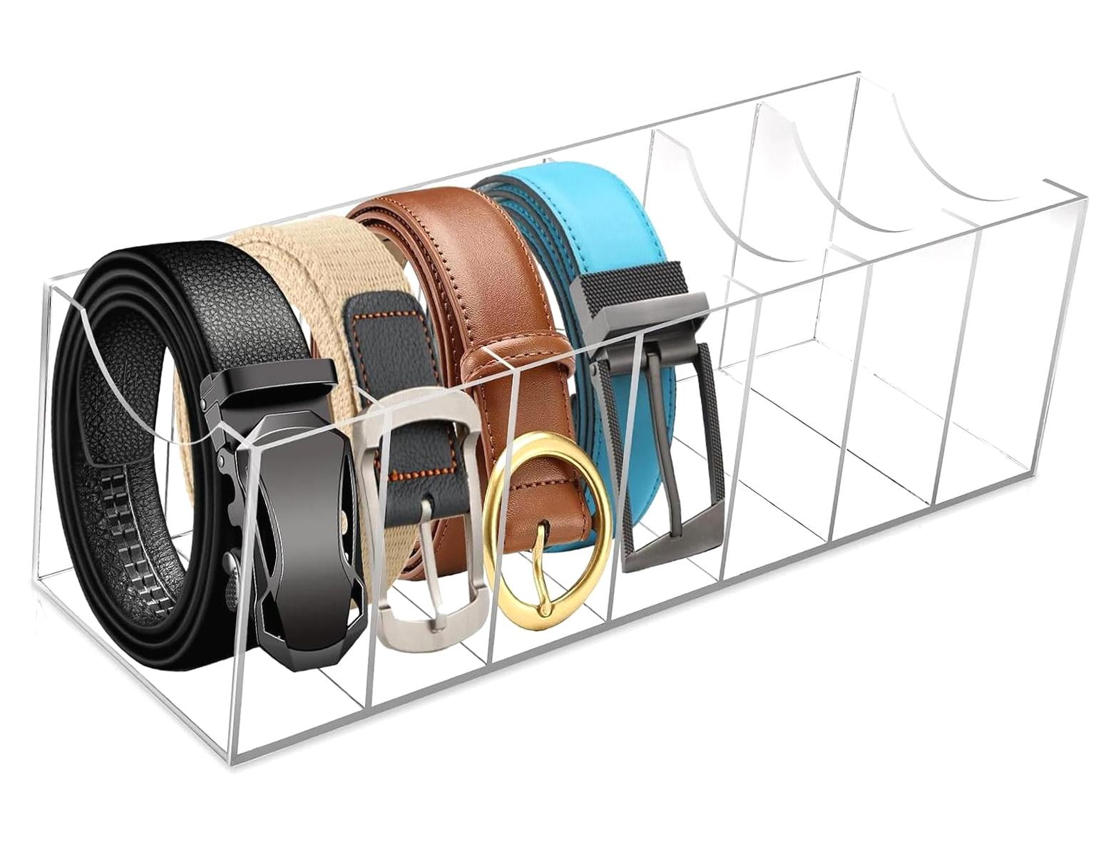 HYKE Clear Acrylic Belt Organizer, 7-Tier Belt Holder for Ties and Bow ...