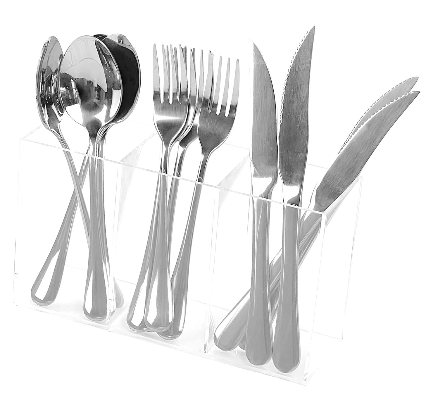 HYKE Clear Acrylic Cutlery Storage Organizer, Plastic Cutlery Utensil ...