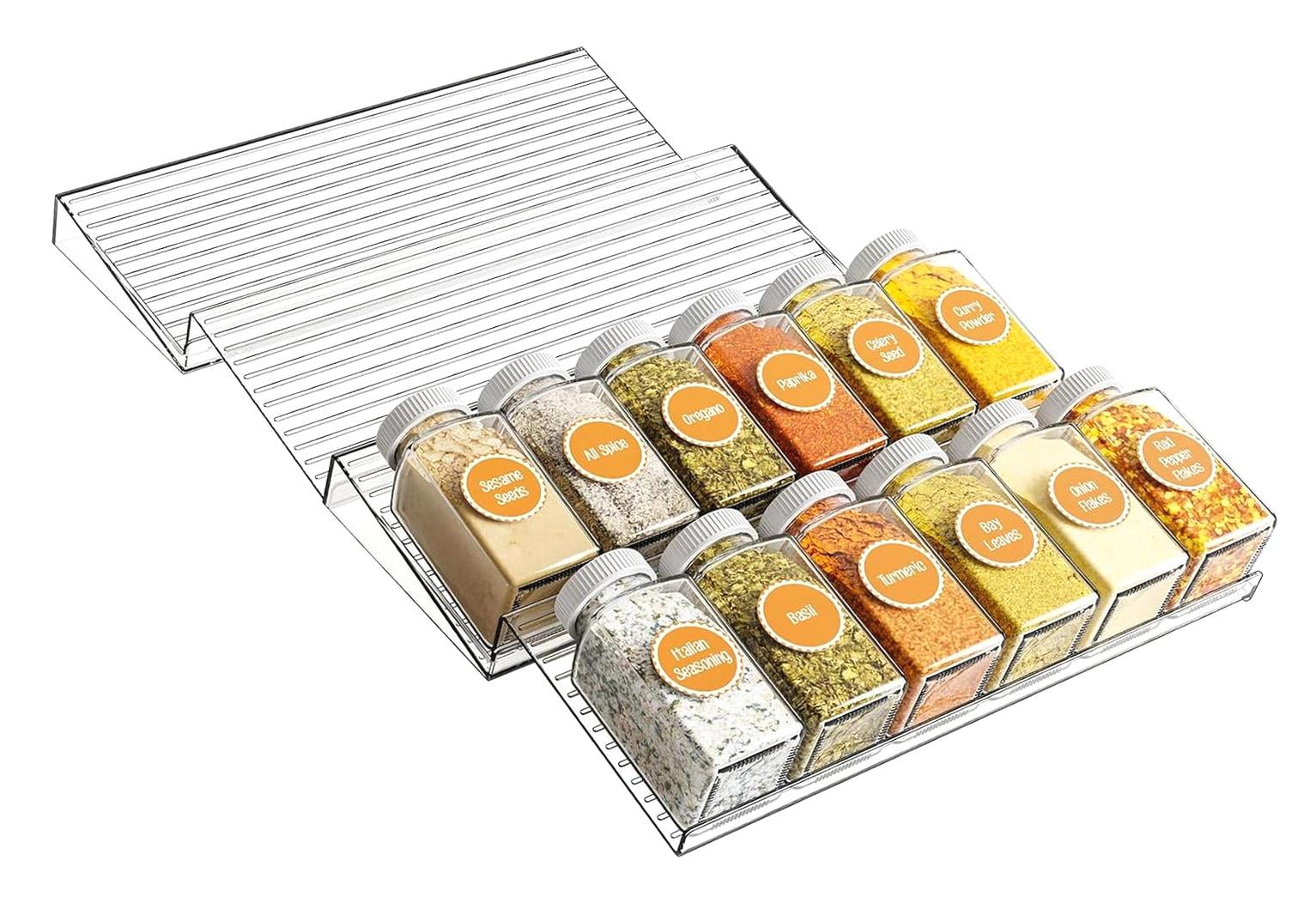 HYKE Clear Acrylic Spice Drawer Organizer,2 Tier- 2 Pack In Drawer ...
