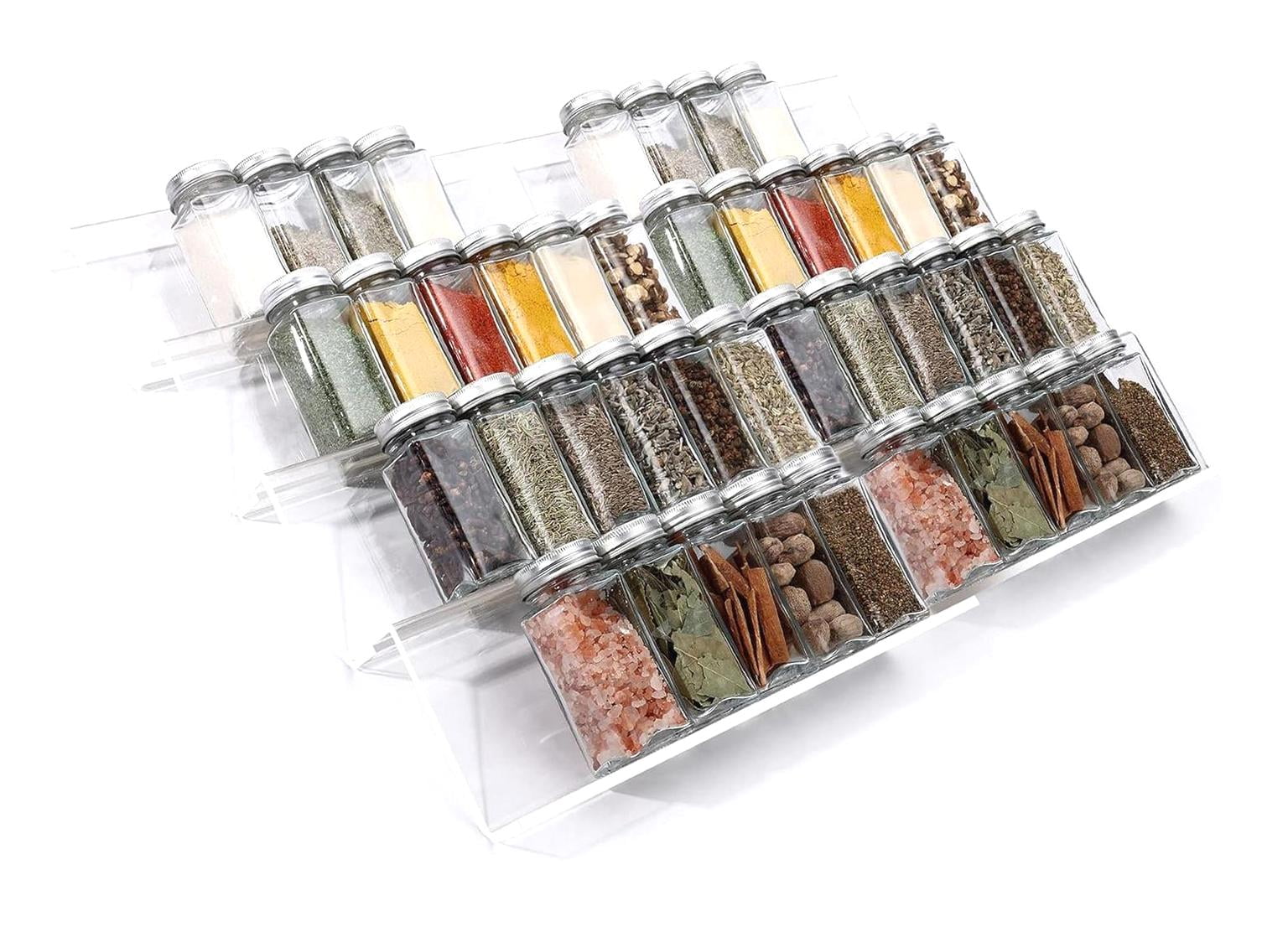 HYKE Clear Acrylic Spice Drawer Organizer, 4 Tier- 2 Set Expandable ...