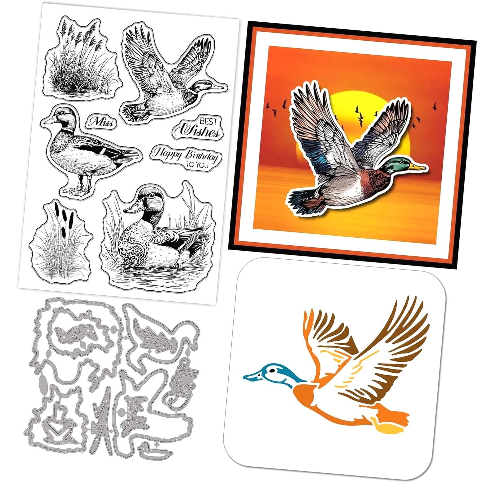 HYKE Clear Painting Stencils for Card Making Featuring Birds , Metal ...