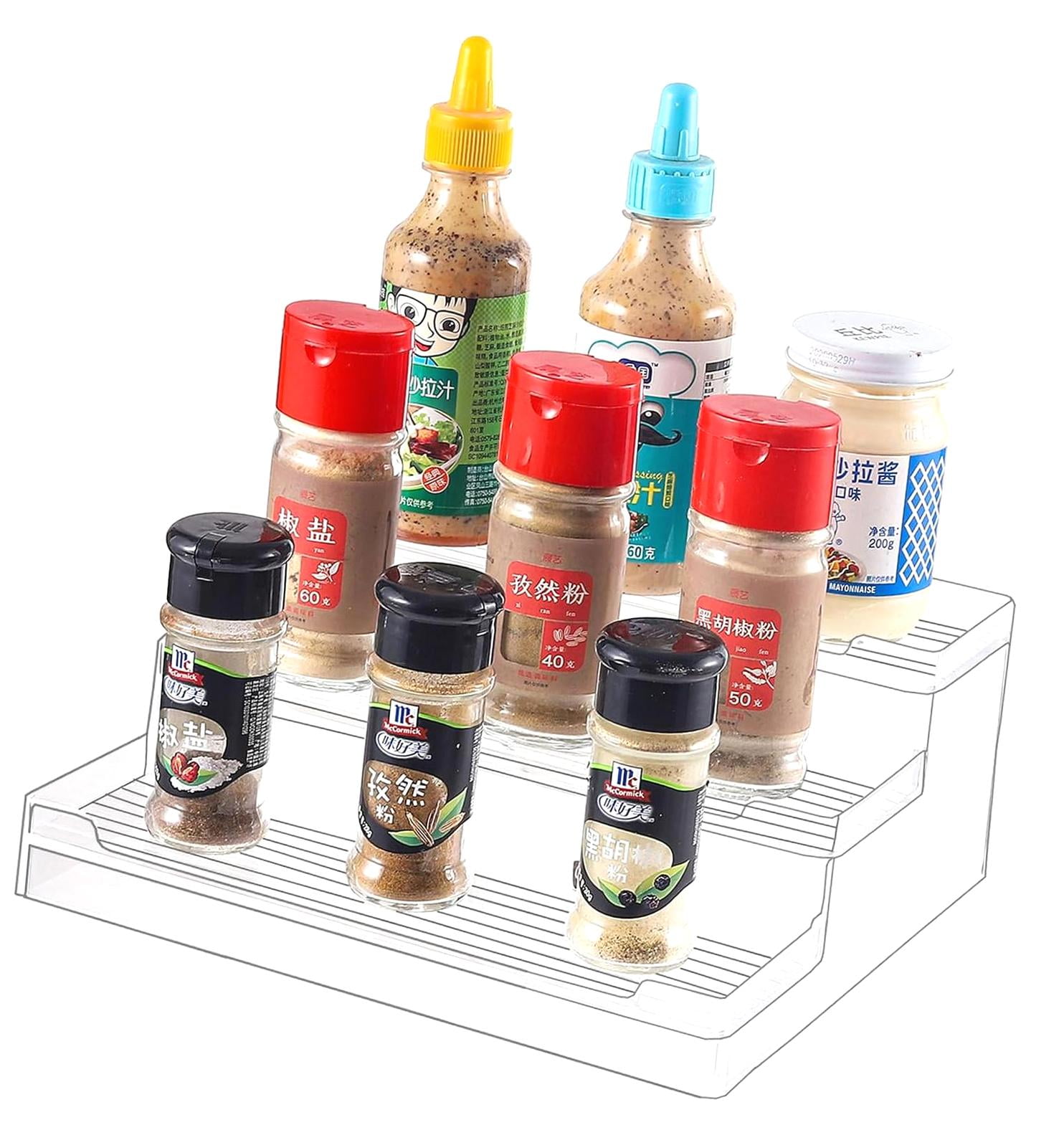 HYKE Clear Spice Rack Organizer for Pantry- 3 Tiered Canned Goods and ...