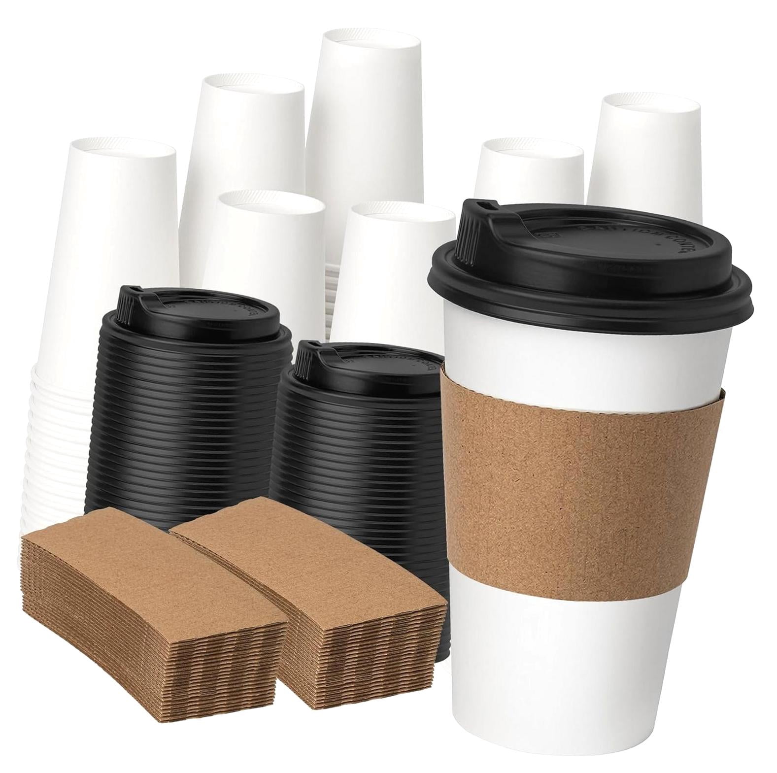 HYKE Coffee Cups with Lids 16 oz 50 Pack, Coffee Cups with Lids and ...