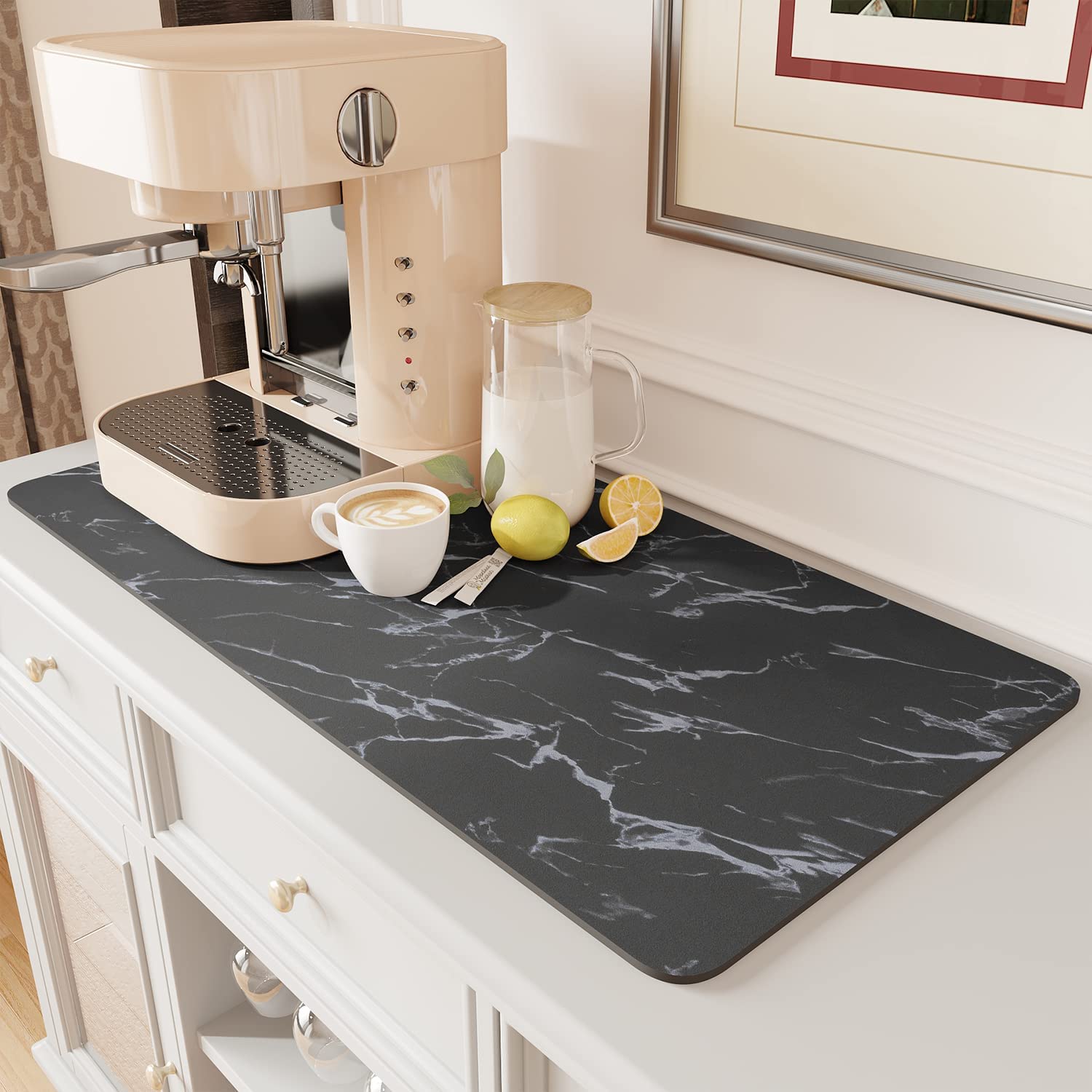 HYKE Coffee Mat - Absorbent Dish Drying Mat for en Counter, ts Under ...