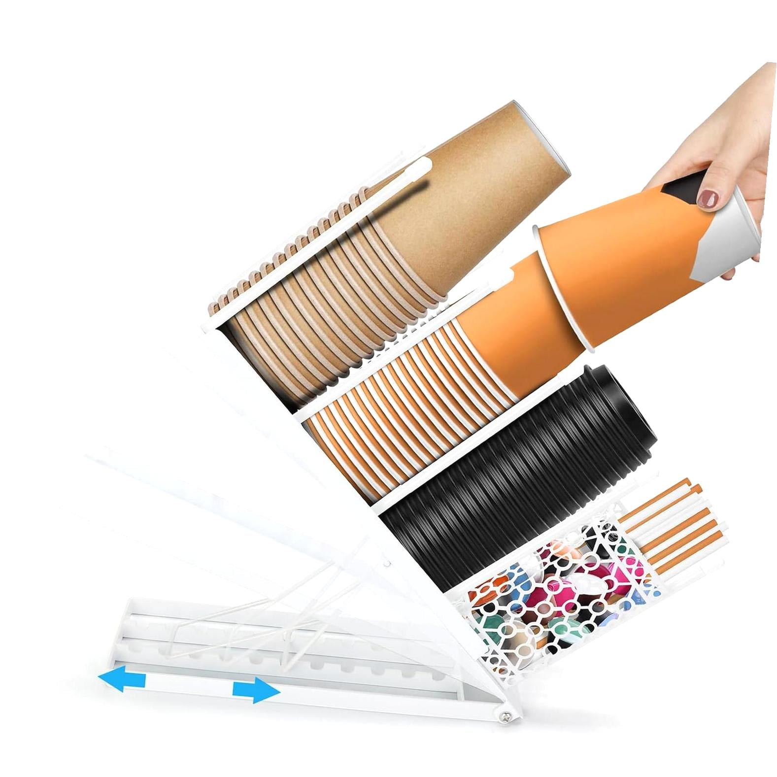 HYKE Coffee Mug Rack for , Flexible Metal Cup and Cover Dispenser with ...
