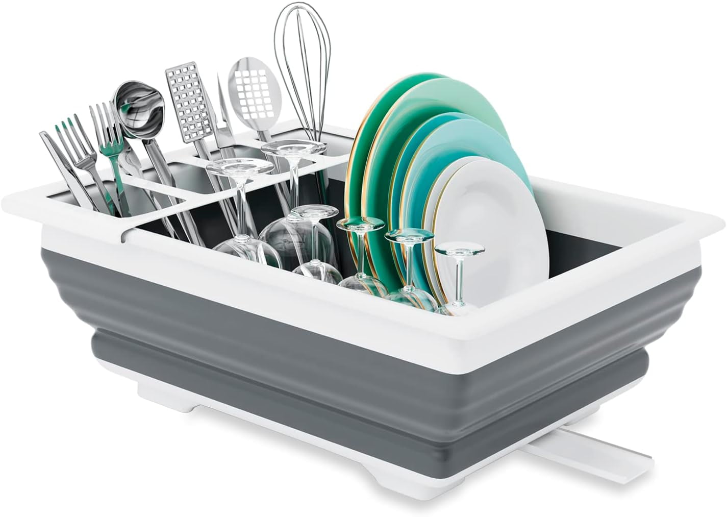 HYKE Collapsible Dish Drainer Portable Dinnerware Drainer Organizer for ...