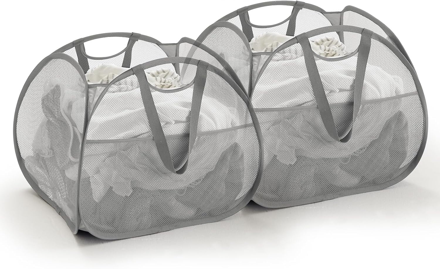 HYKE Collapsible Mesh Pop Up Laundry Hamper with Strong Handles, Large ...