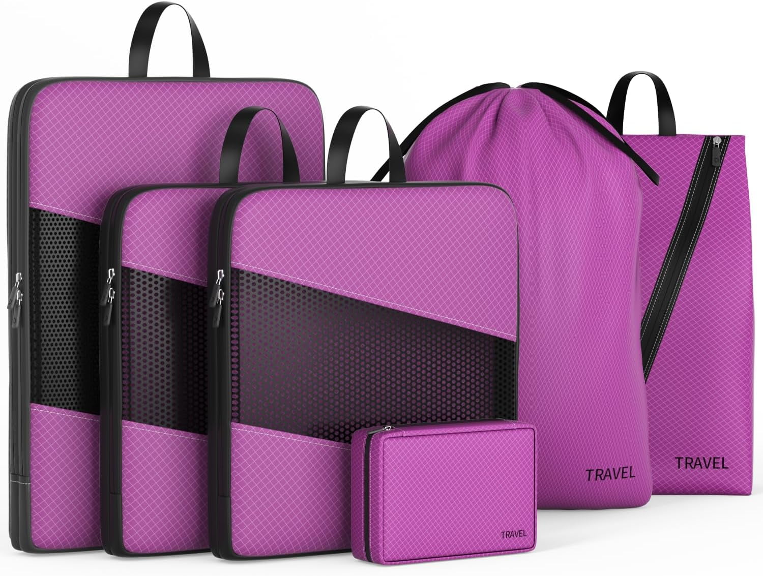 HYKE Compression Pac Cubes for Suitcases, 6 Set Travel Organizer Cubes ...