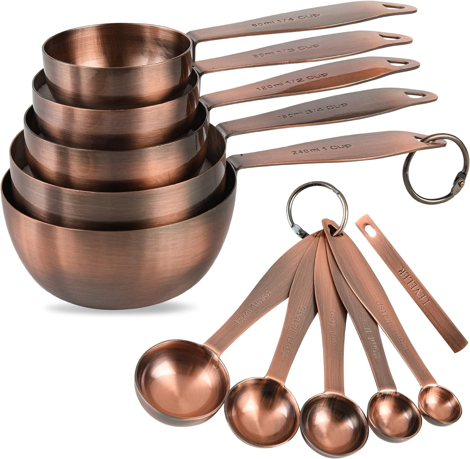HYKE Cor Plated Measuring Cups and Spoons Set with 5 Cor Measuring Cups ...