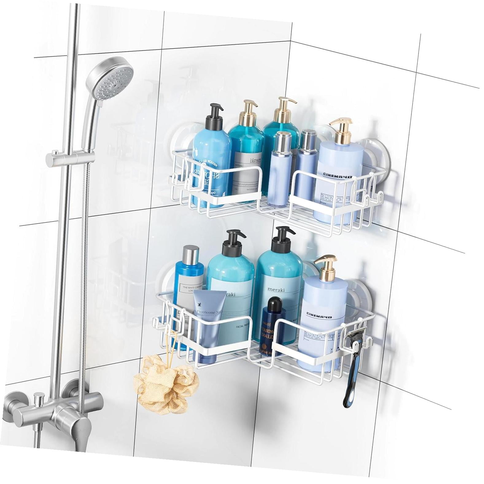 HYKE Corner-adaptive Suction Cup Shower Caddy 2 Pack, Stainless Steel ...