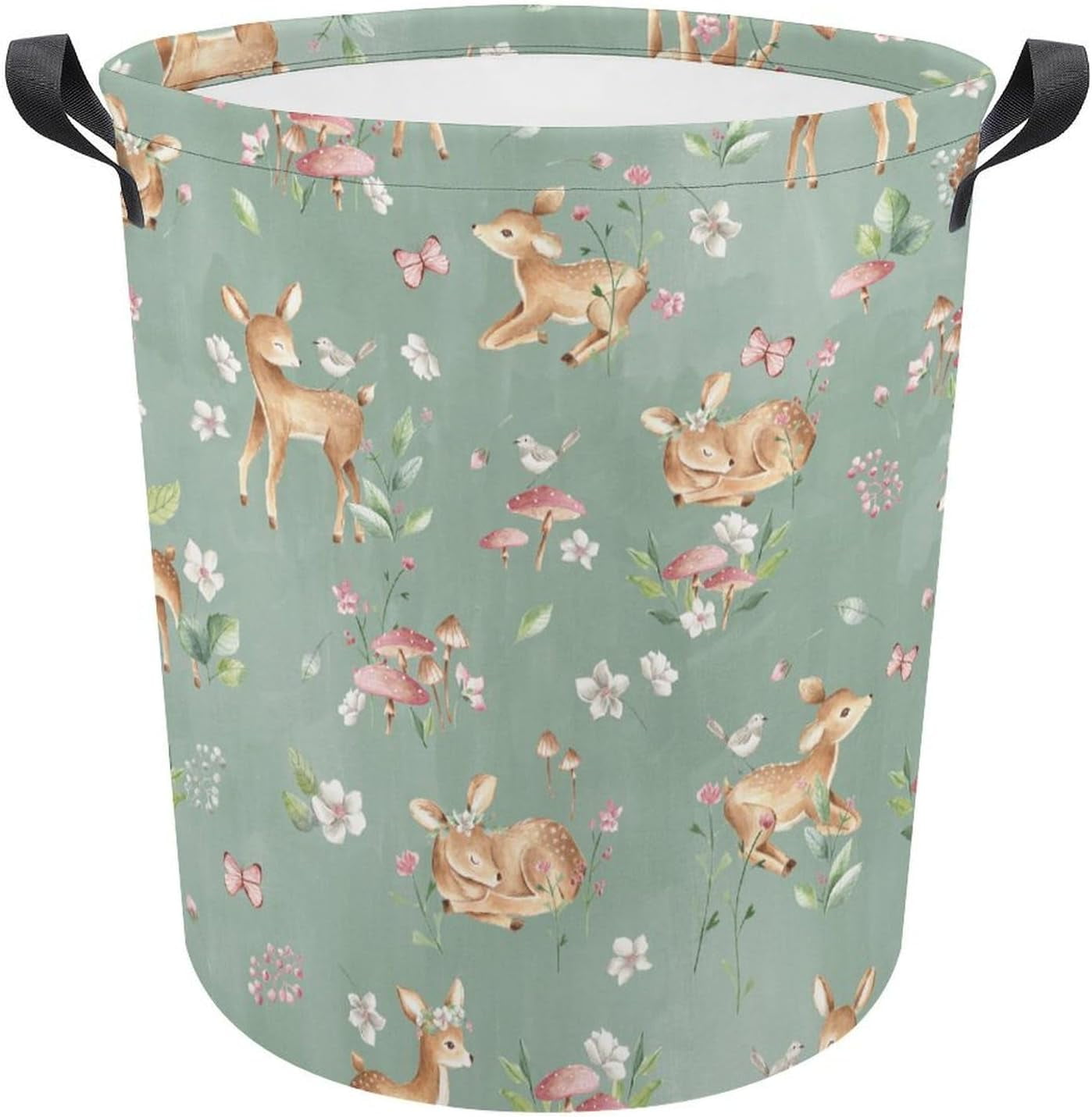 HYKE Cute Deer Laundry Basket,Woodland Animals Collapsible Clothes ...