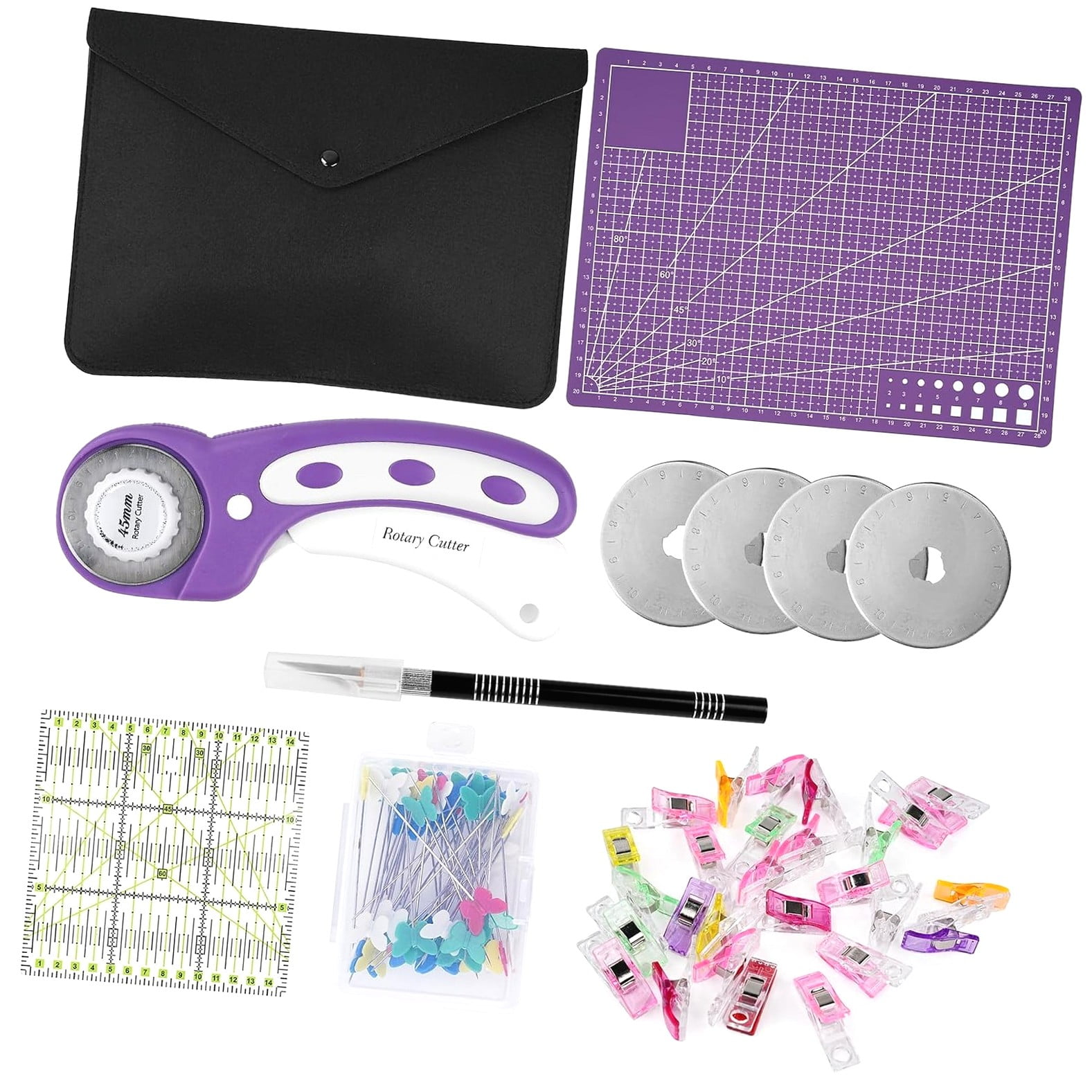 HYKE Cutter Set, Sewing Quilting Supplies, 45mm Cutter, 5 Cutter Blades ...