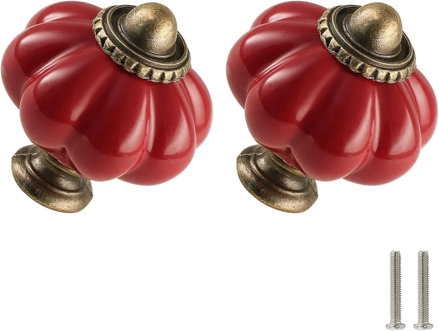 HYKE D Red Pumpkin Knobs 12 Pack Ceramic Cabinet Knobs Vintage Drawer ...