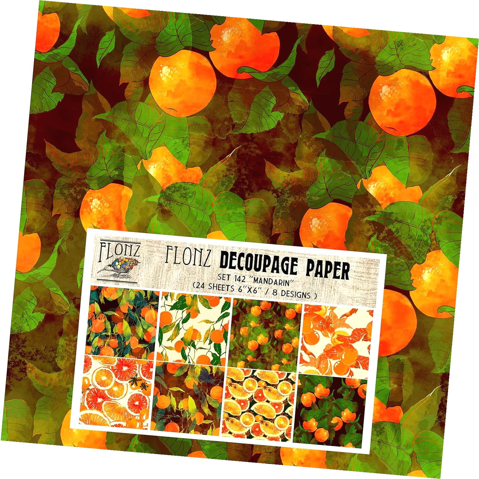 HYKE Decoupage Paper Set (24 6x6 Inches) Mandarin Themed Continuous ...