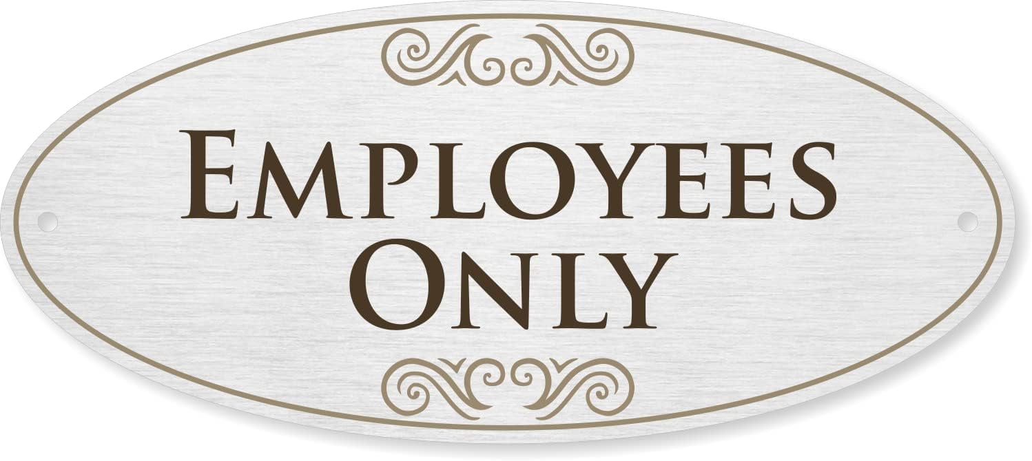 HYKE Designer Employees Only Sign for Door, Adhesive Bac & Pre-Drilled ...