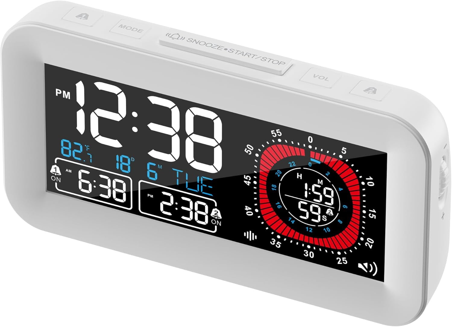 HYKE Digital Dual Alarm Clock for Bedroom,Visual Timer Clock for Kids ...