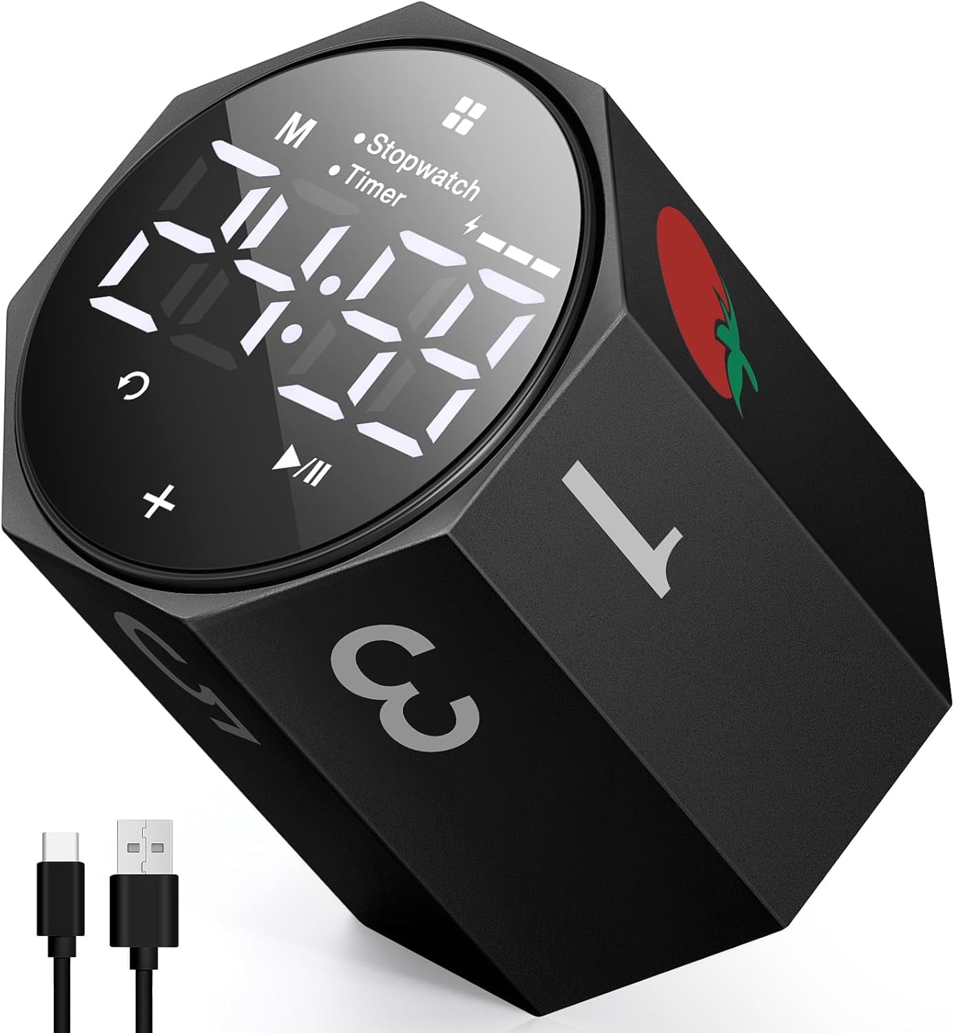 HYKE Digital Pomodoro Timer,Frosted Metal ductivity Cube Timer,1.8 In LED Digital Large Screen ...