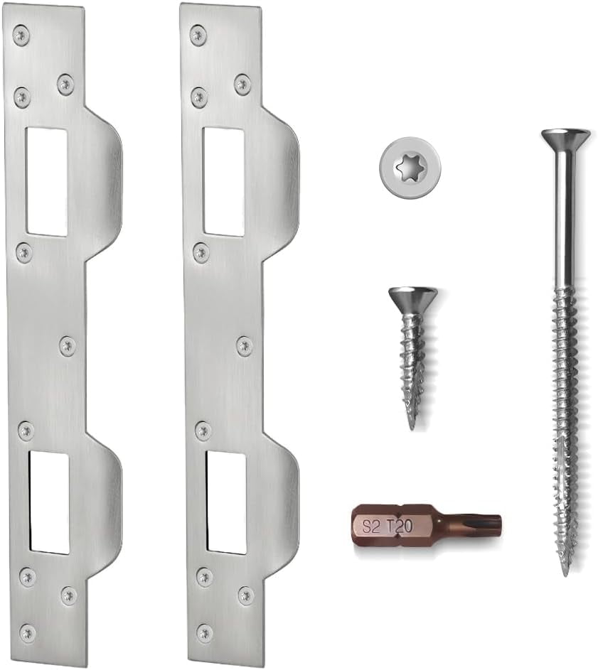 HYKE Door Latch Plates Double Holes, Security Door Strike Plates for ...