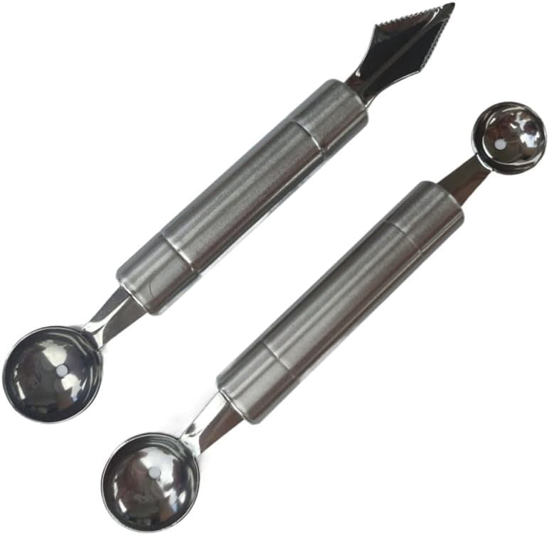 HYKE Double-Sided Fruit Melon Baller & Carving Knife, 2 in 1 Stainless ...
