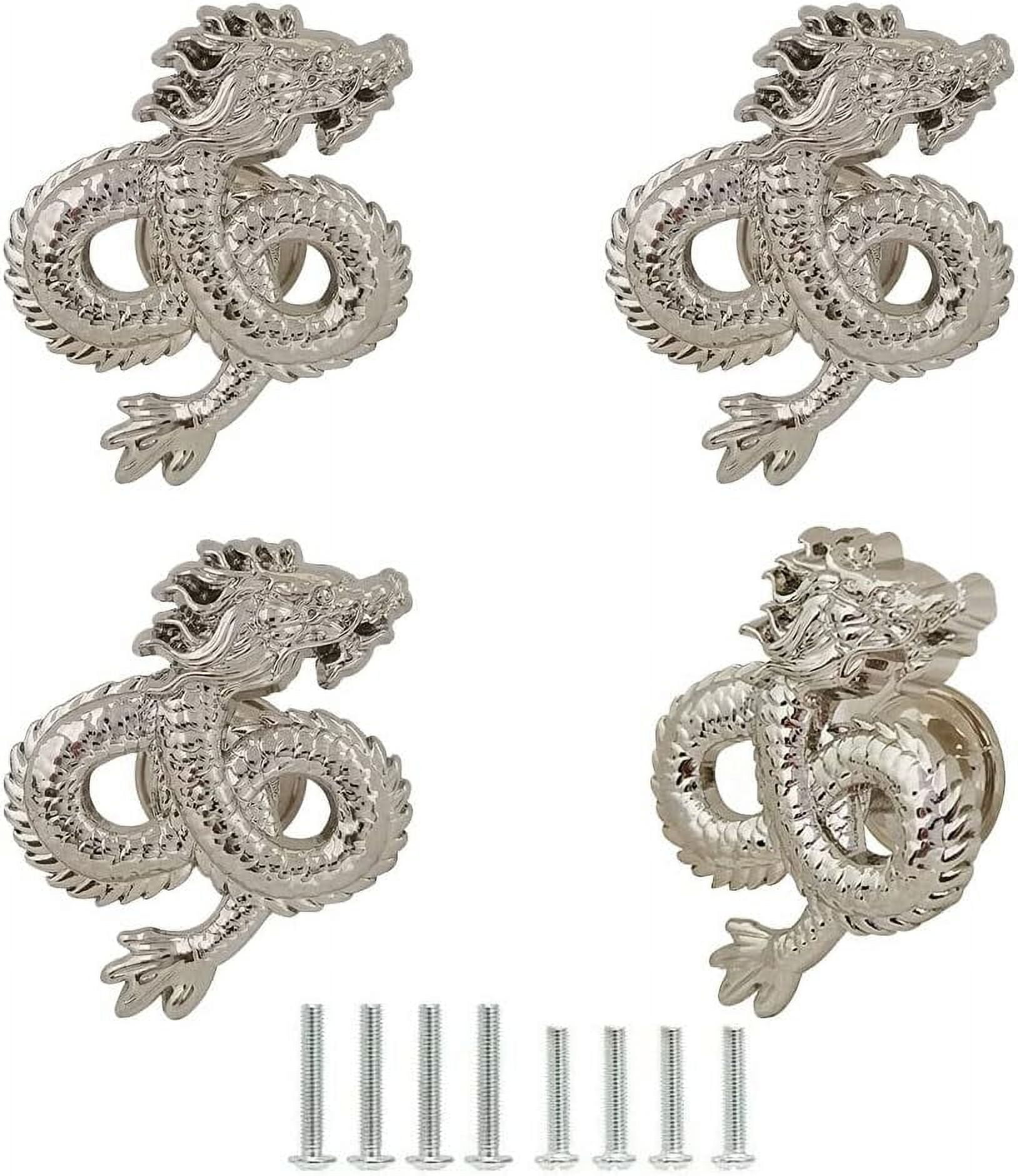 HYKE Dragon Cabinet Knobs, Retro Decorative Metal Dragon Drawer Knobs ...