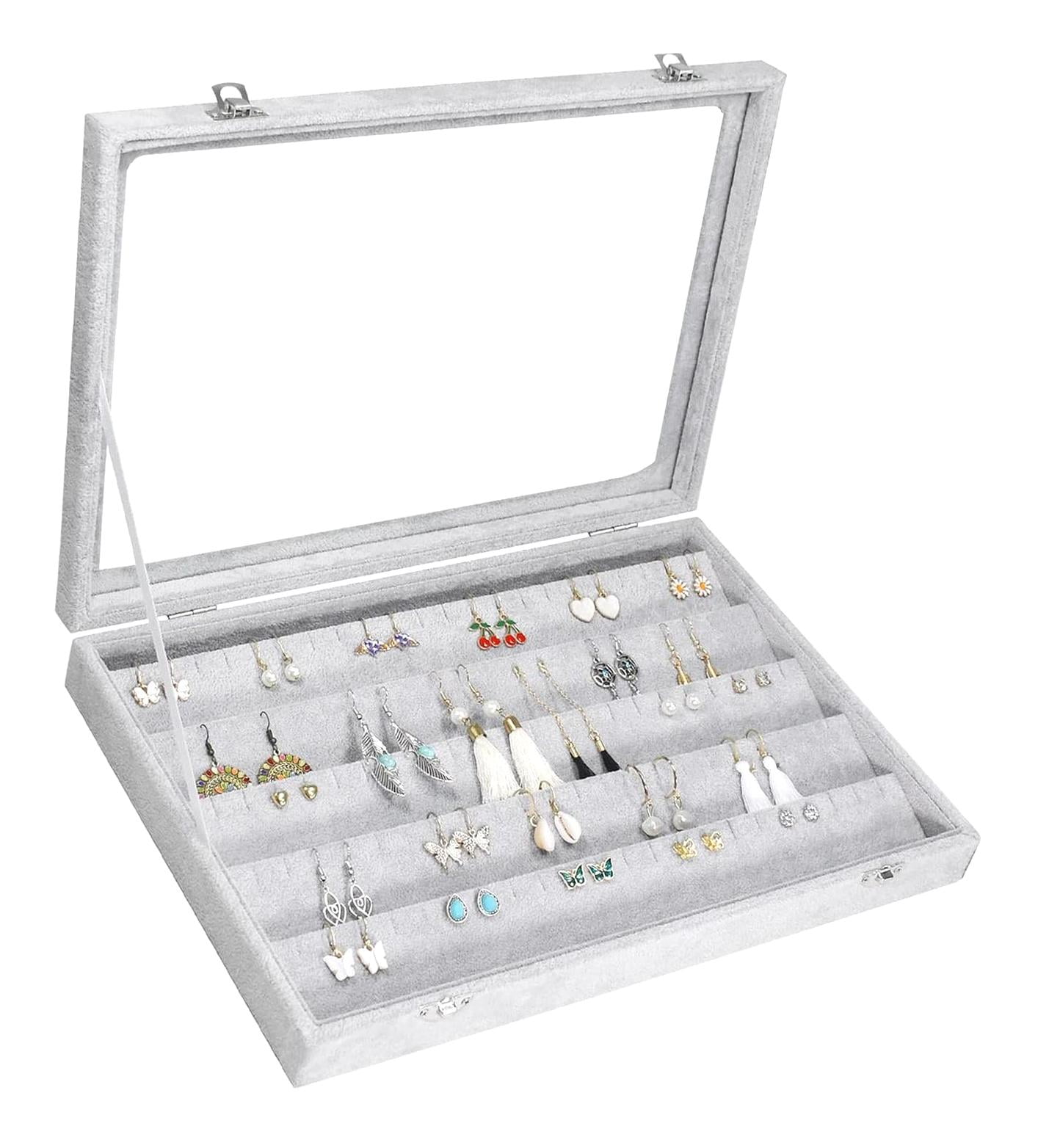 HYKE Earring Organizer Tray Velvet Earring Display Organizer Storage ...